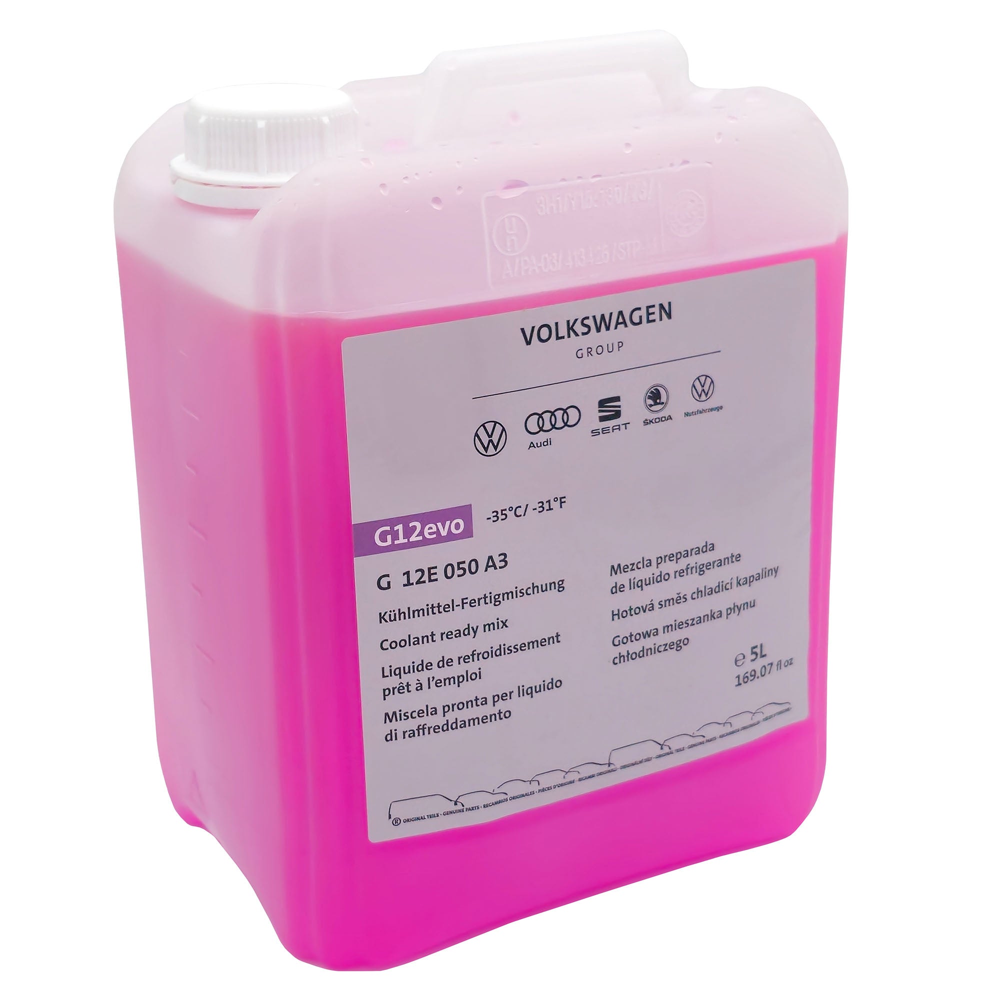 VW Original Kühlmittel G12evo, Frostschutz bis -35 °C, 5L Kanister Fer – MOTOMINDS